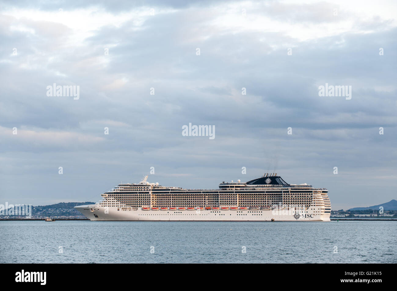 Large Cruise Ship MSC Splendida leaving Dublin Port, Ireland, May 3rd ...