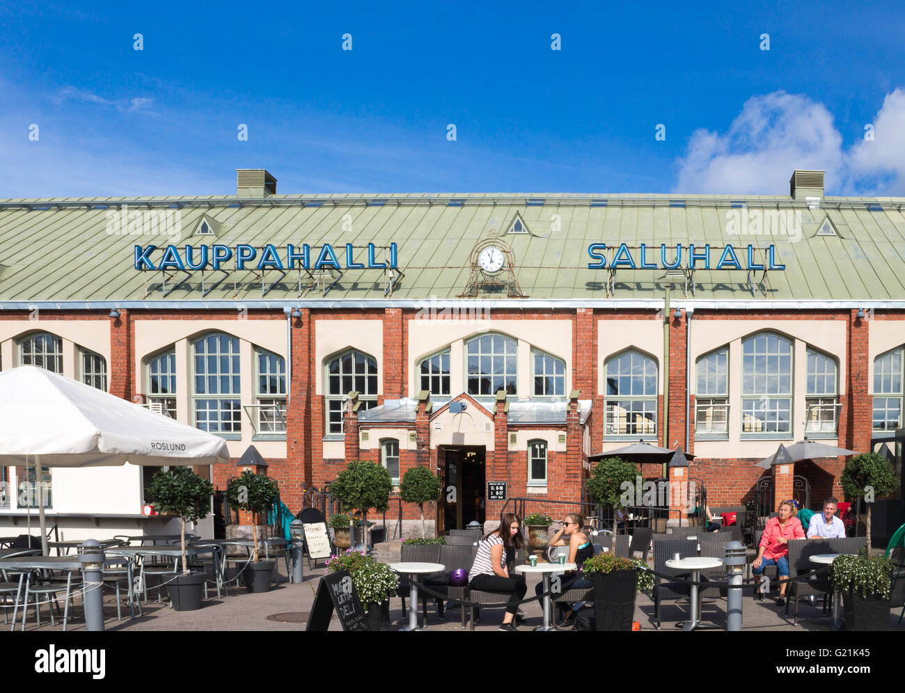 Hietalahti Market Hall in Helsinki, Finland. Sunny weather Stock Photo ...