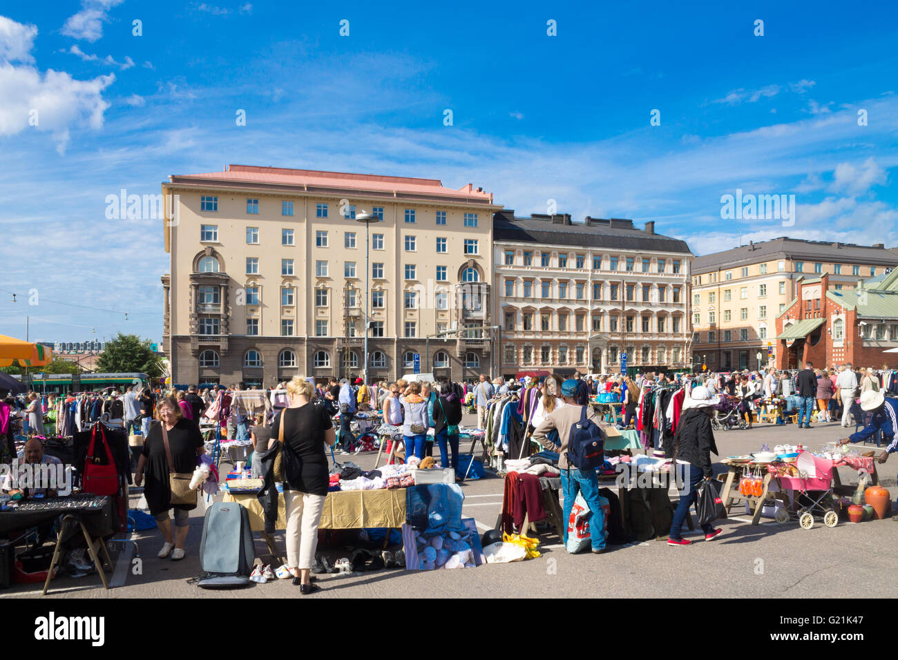 Flea Market at Hietalahti Market Square, Helsinki, Finland. Sunny ...