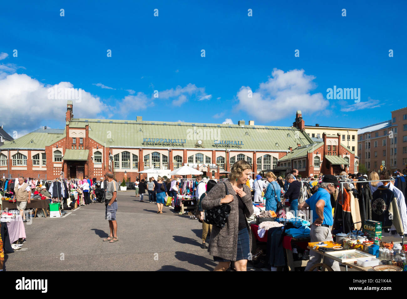 Flea Market at Hietalahti Market Square, Helsinki, Finland. Sunny ...