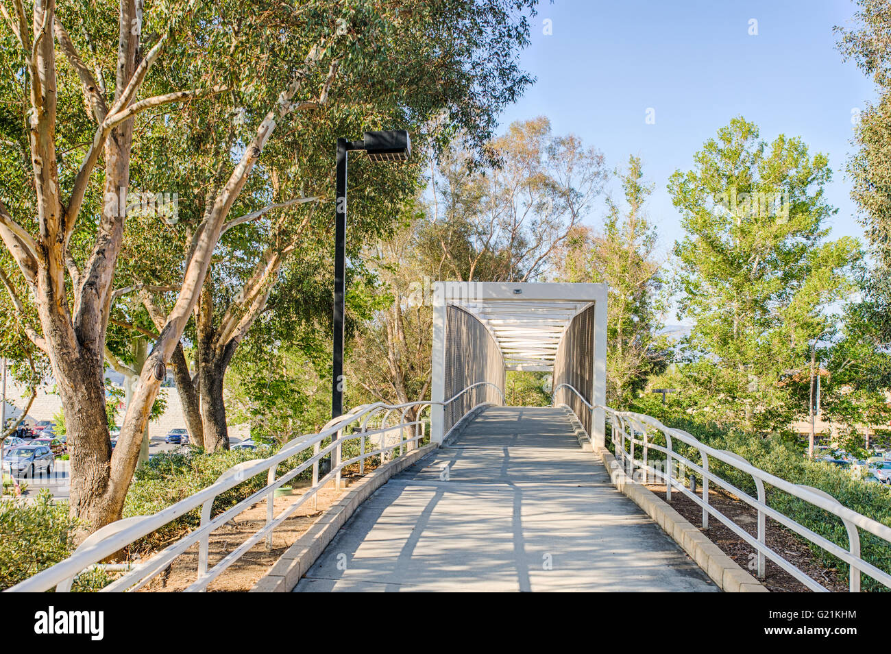 Bike path in southern California suburb leads to bridge for the ...