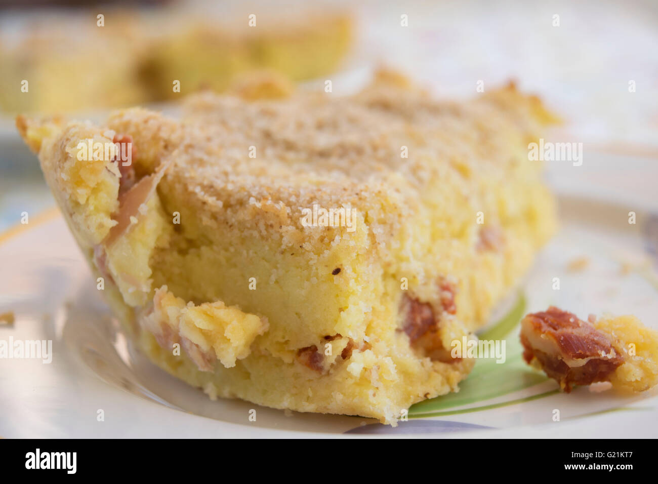potatoes timbale made with potatoes purèe and cured ham Stock Photo - Alamy