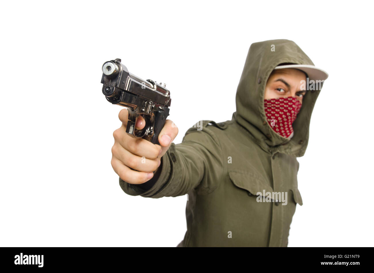 Masked man in criminal concept on white Stock Photo - Alamy