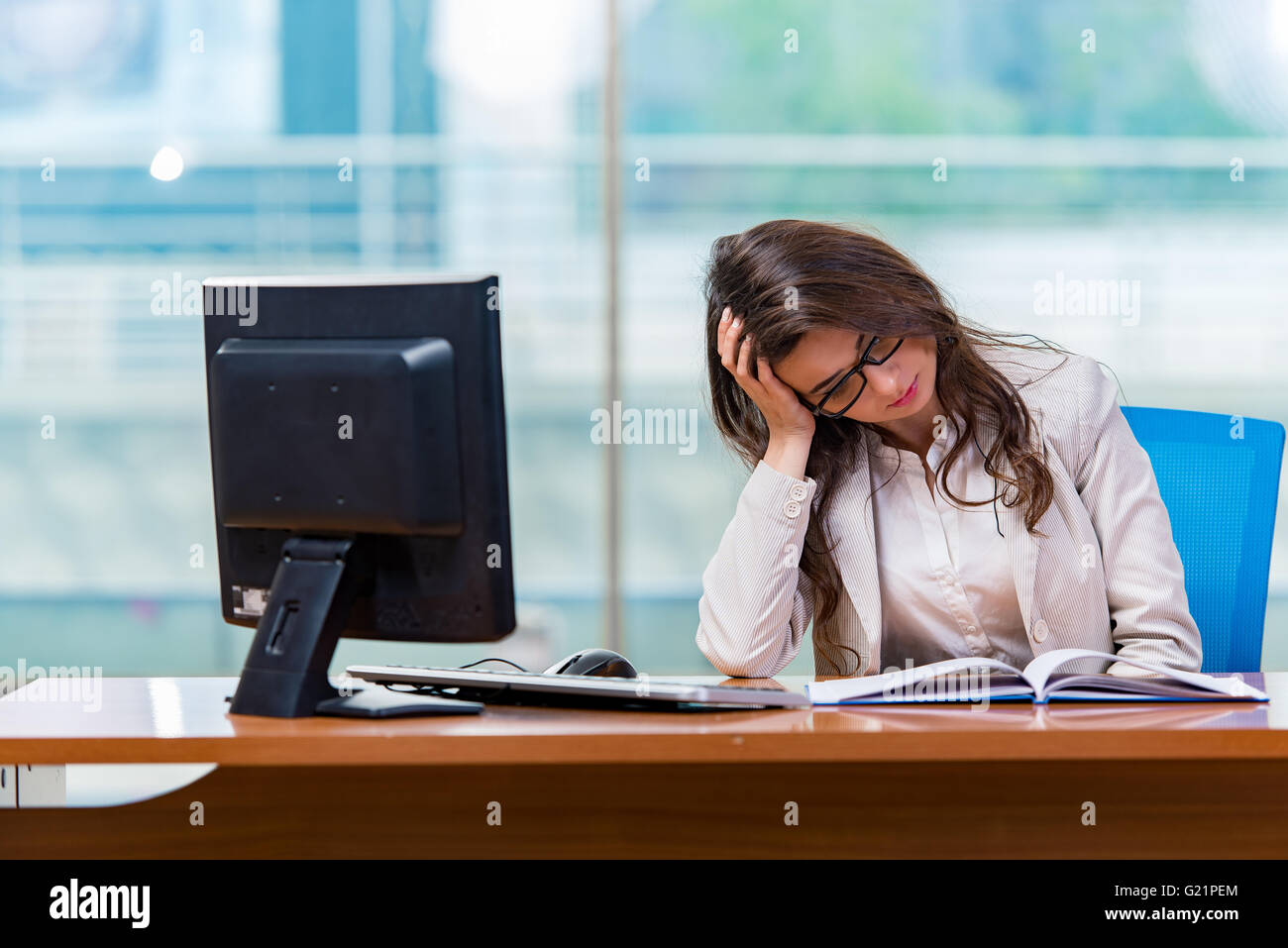 Call center operator working in the office Stock Photo - Alamy