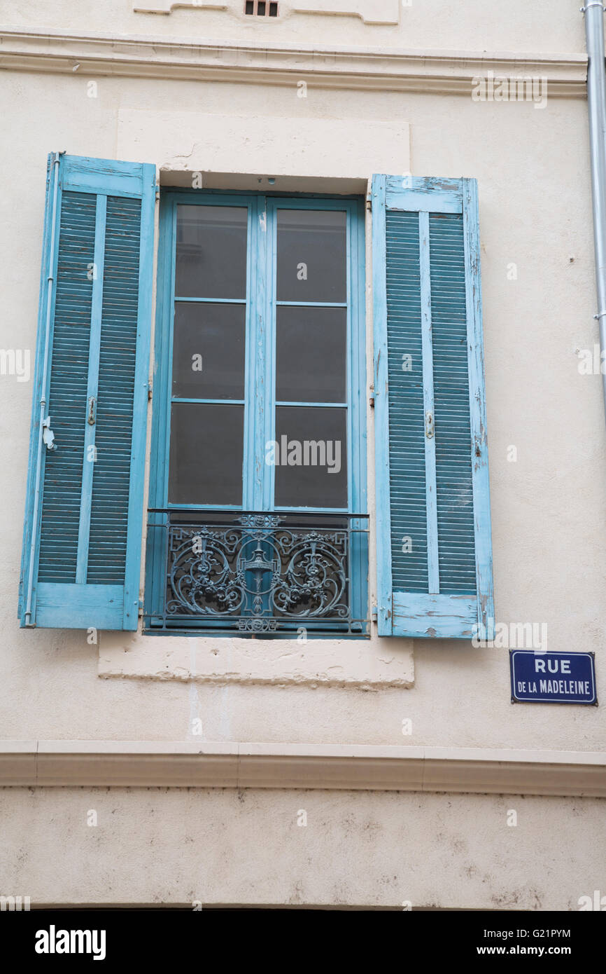 Window Shutter on Building Facade in Nimes, France Stock Photo - Alamy