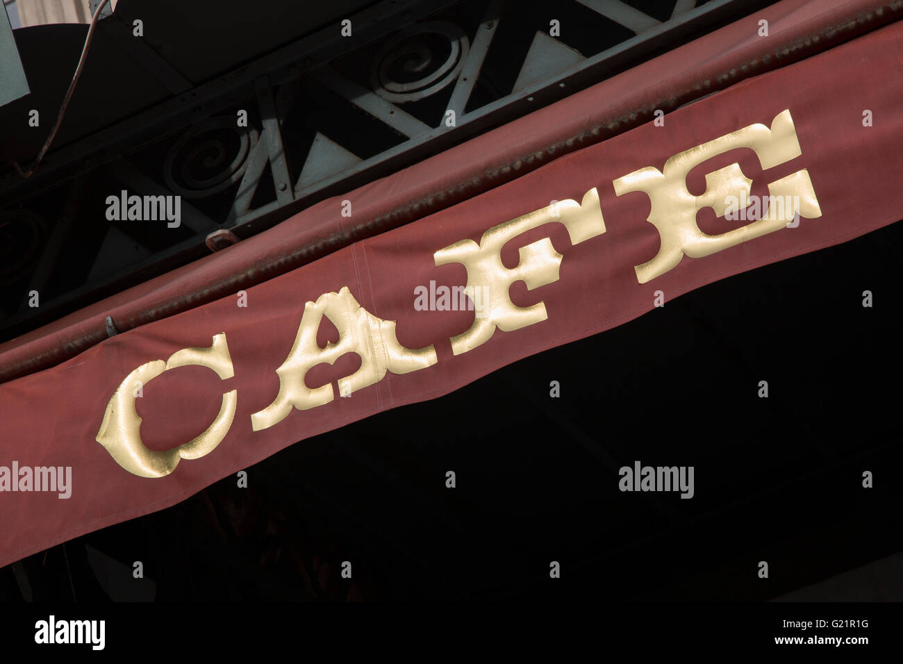 Gold Cafe Sign, France, Europe Stock Photo - Alamy