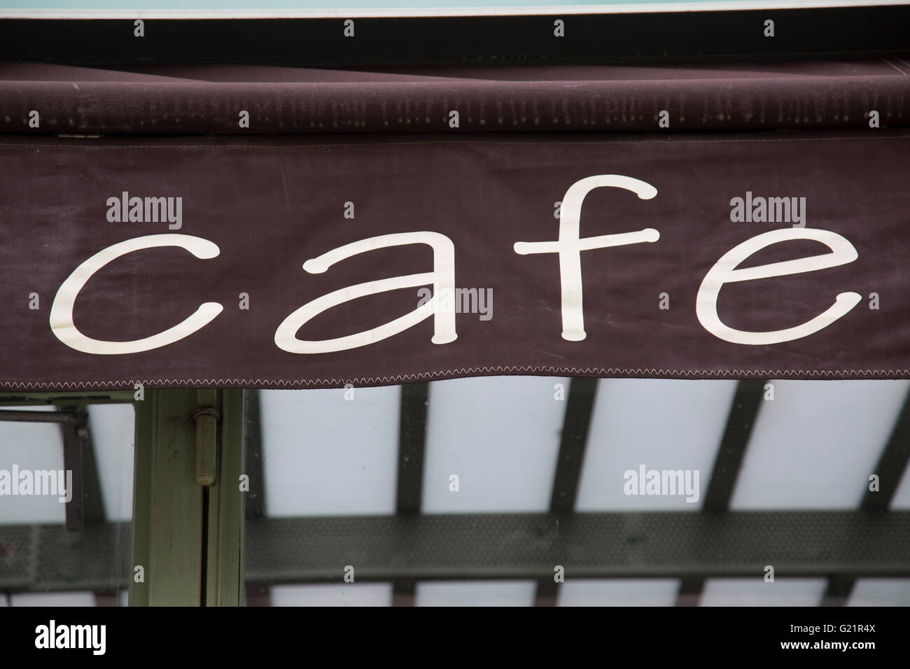 Cafe Sign on Building Facade Stock Photo - Alamy