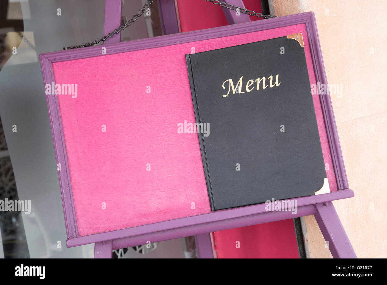 Menu Book on Pink Background Stock Photo - Alamy