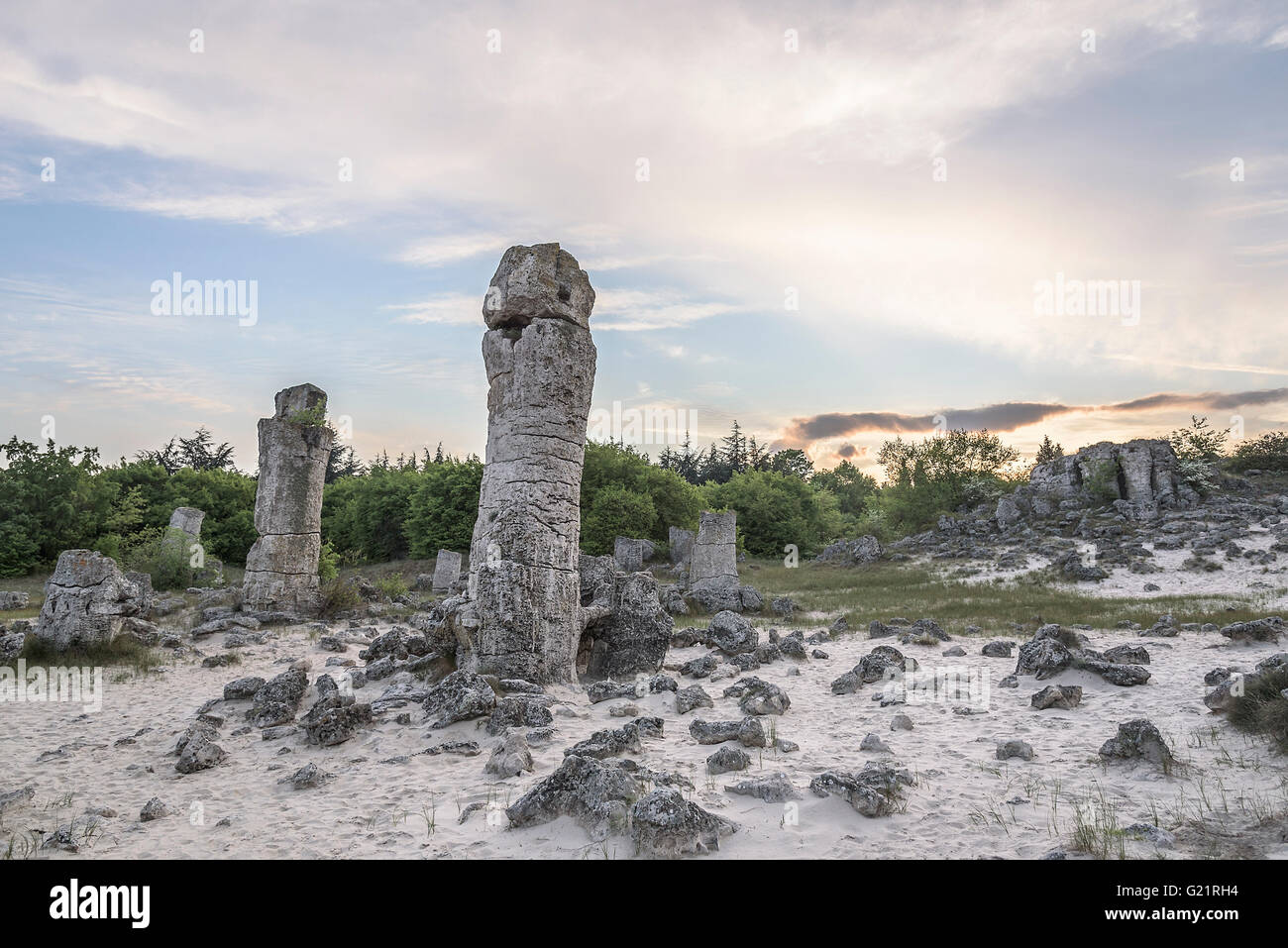 Ancient stone pillars of unknown origin. Bulgaria Stock Photo - Alamy