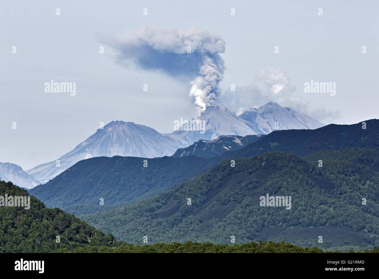 Beautiful mountain (volcanic) landscape: eruption active Zhupanovsky ...
