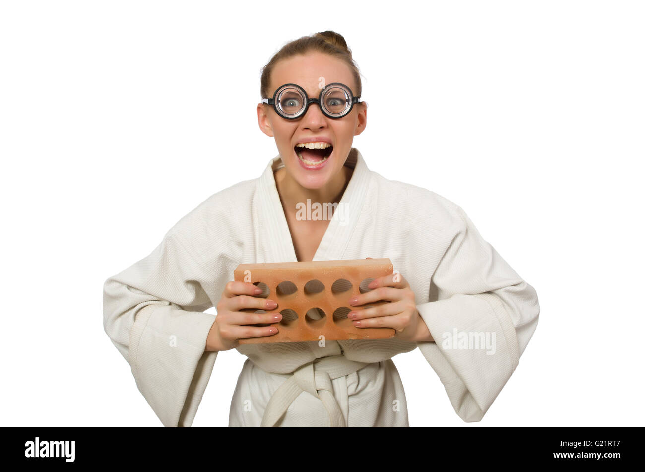 Woman breaking bricks hi-res stock photography and images - Alamy