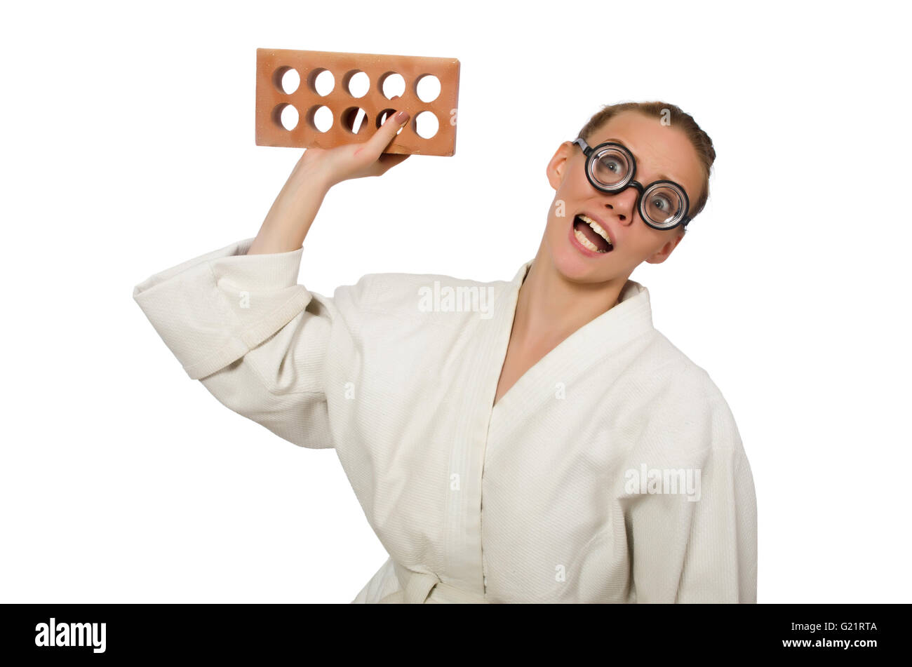 Woman breaking bricks hi-res stock photography and images - Alamy