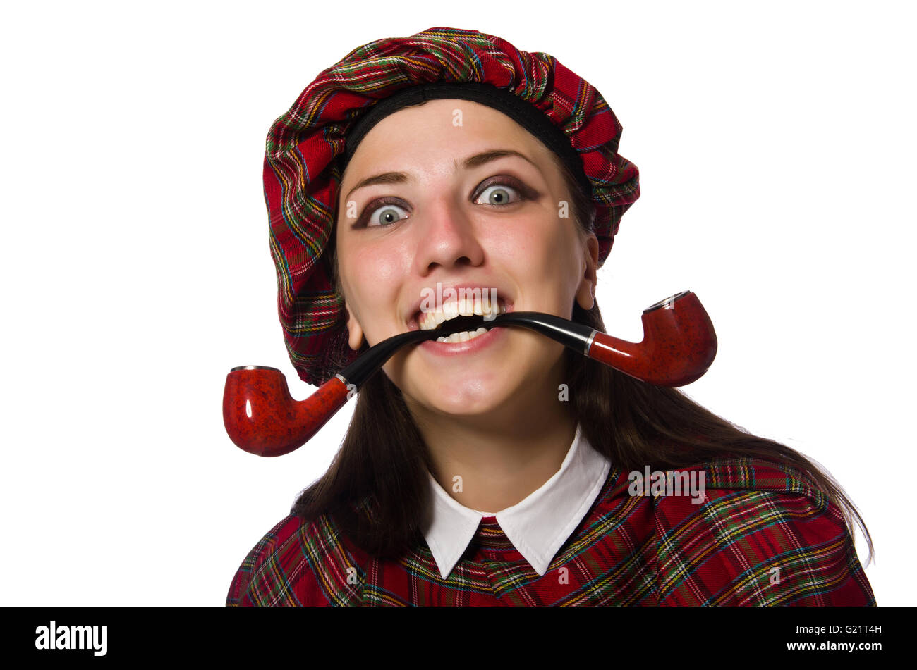 Scottish woman isolated on the white background Stock Photo - Alamy
