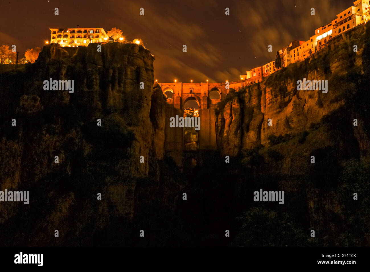 Ronda by night Stock Photo - Alamy