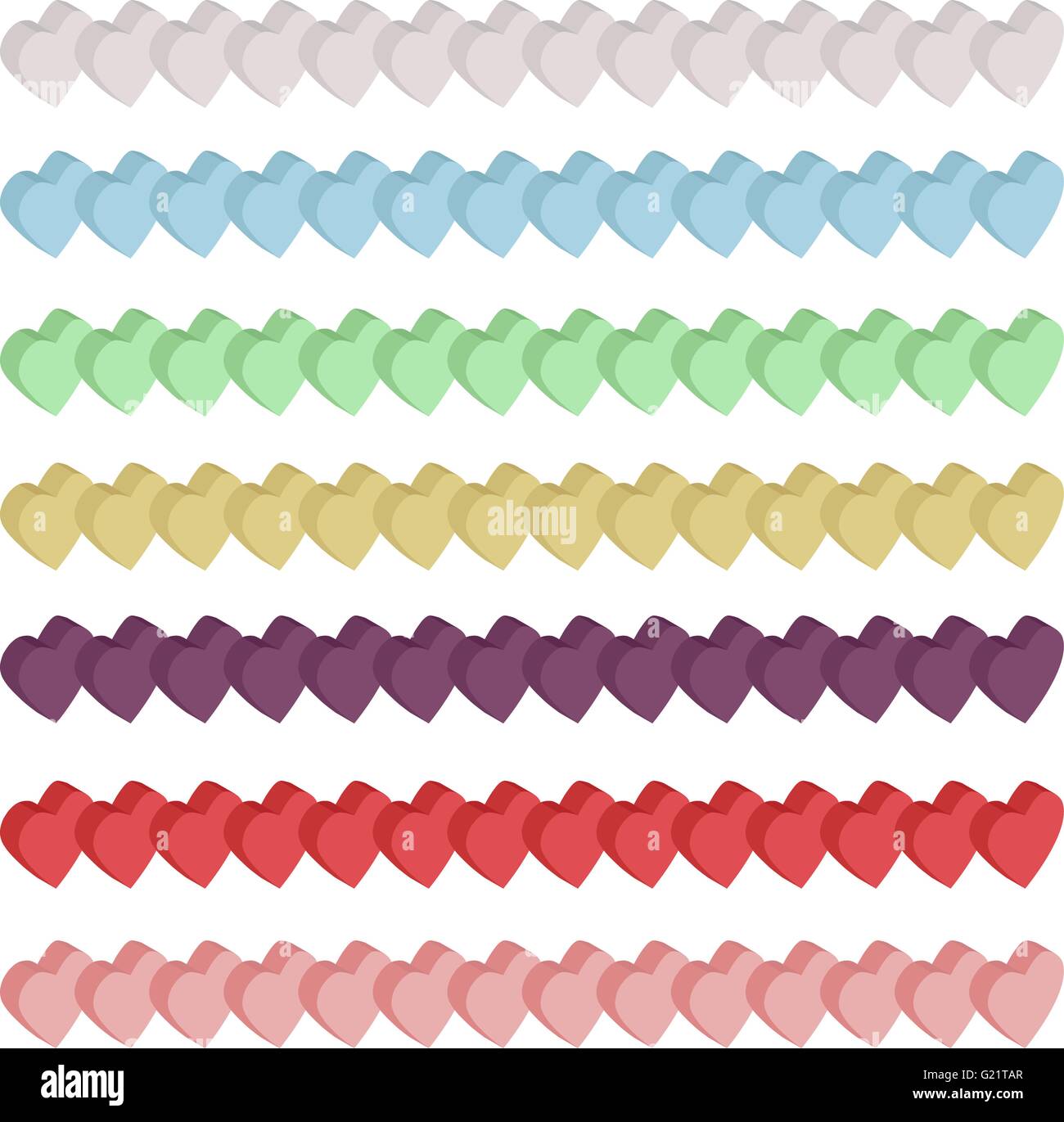 Borders isometric hearts horizontal, isolated vector Stock Vector Image ...