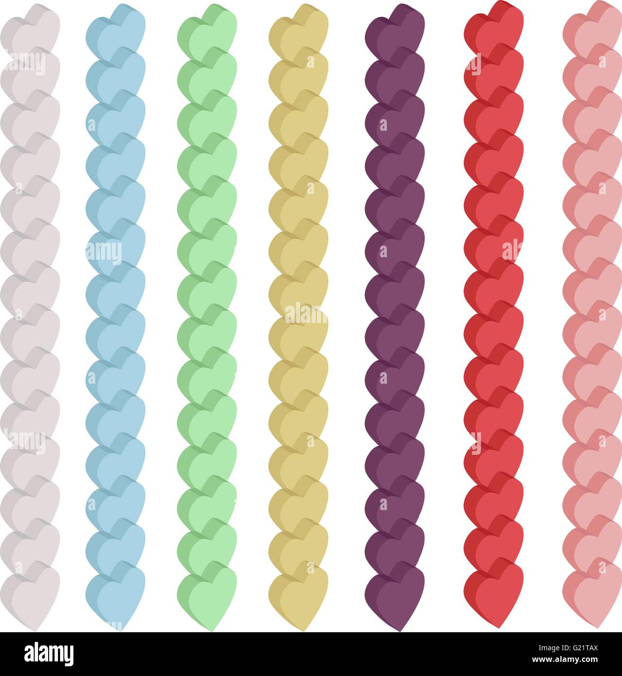 Borders isometric hearts vertical, isolated vector Stock Vector Image ...