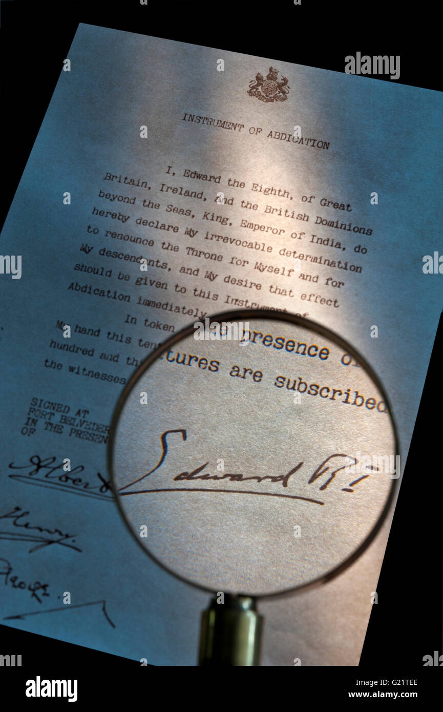 ABDICATION EDWARD VIII Instrument of abdication letter signed by Edward ...