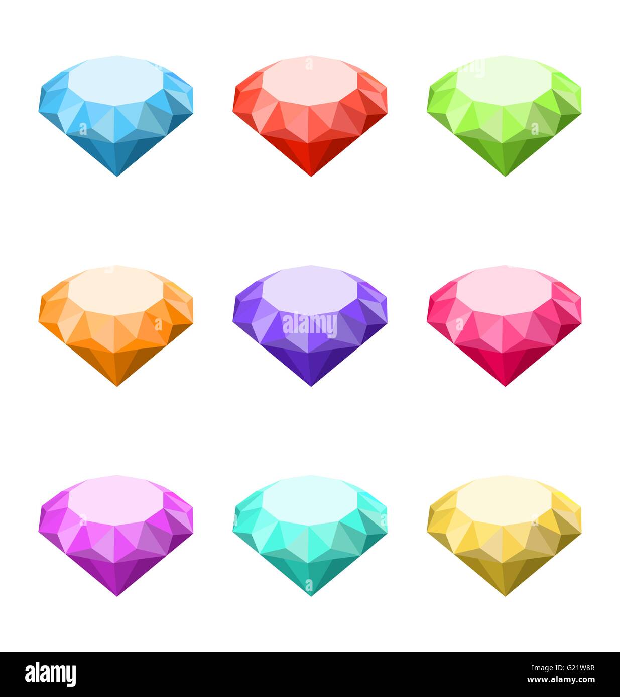 Collection Colorful Diamonds Isolated on White Background Stock Vector ...