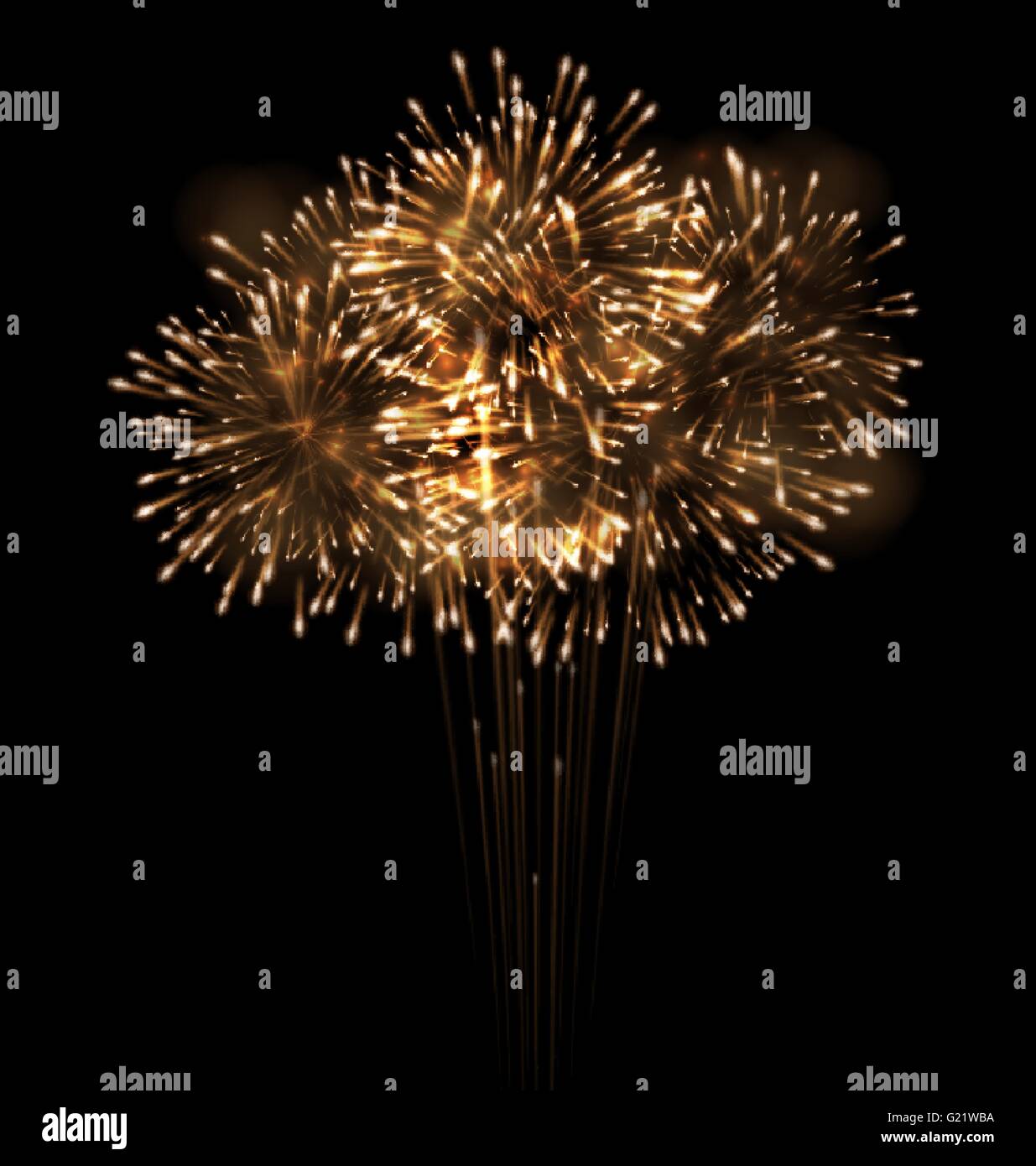 Realistic Fireworks Exploding in the Night Sky Stock Vector Image & Art ...