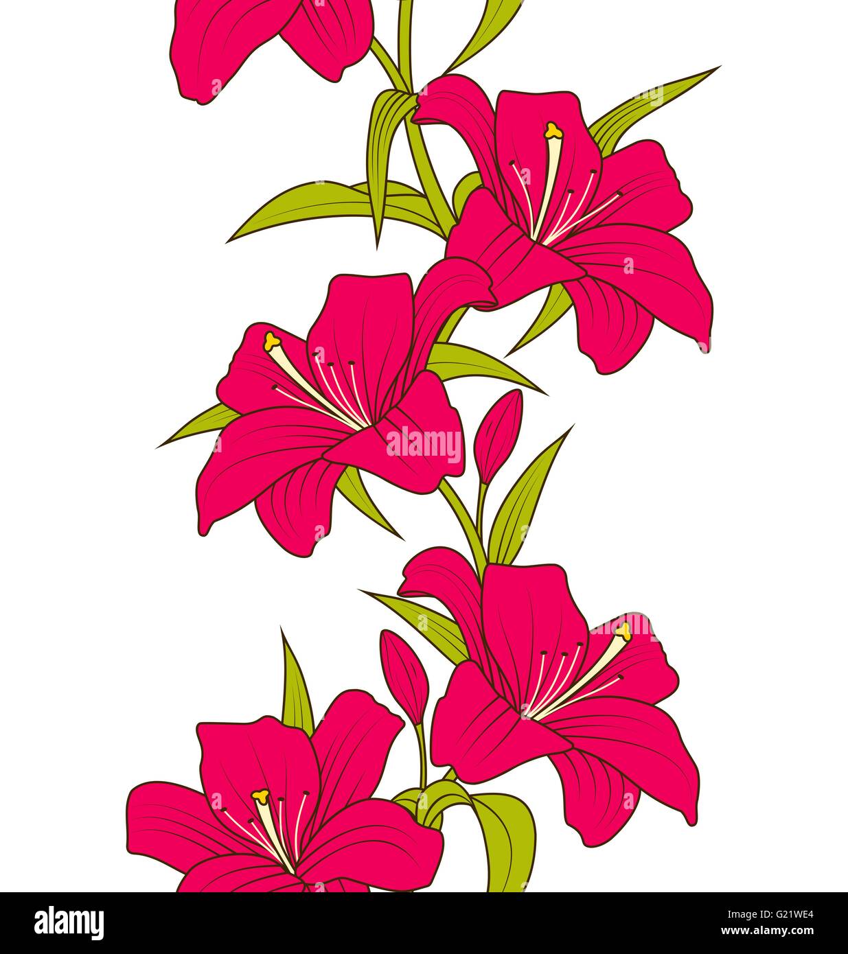 Seamless texture red lily Stock Vector Images - Alamy