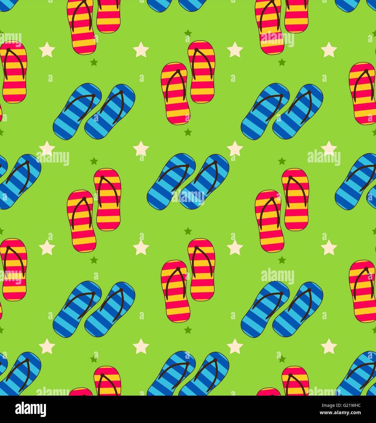 Summer Seamless Pattern with Set of Pair of Flip-flops Stock Vector ...