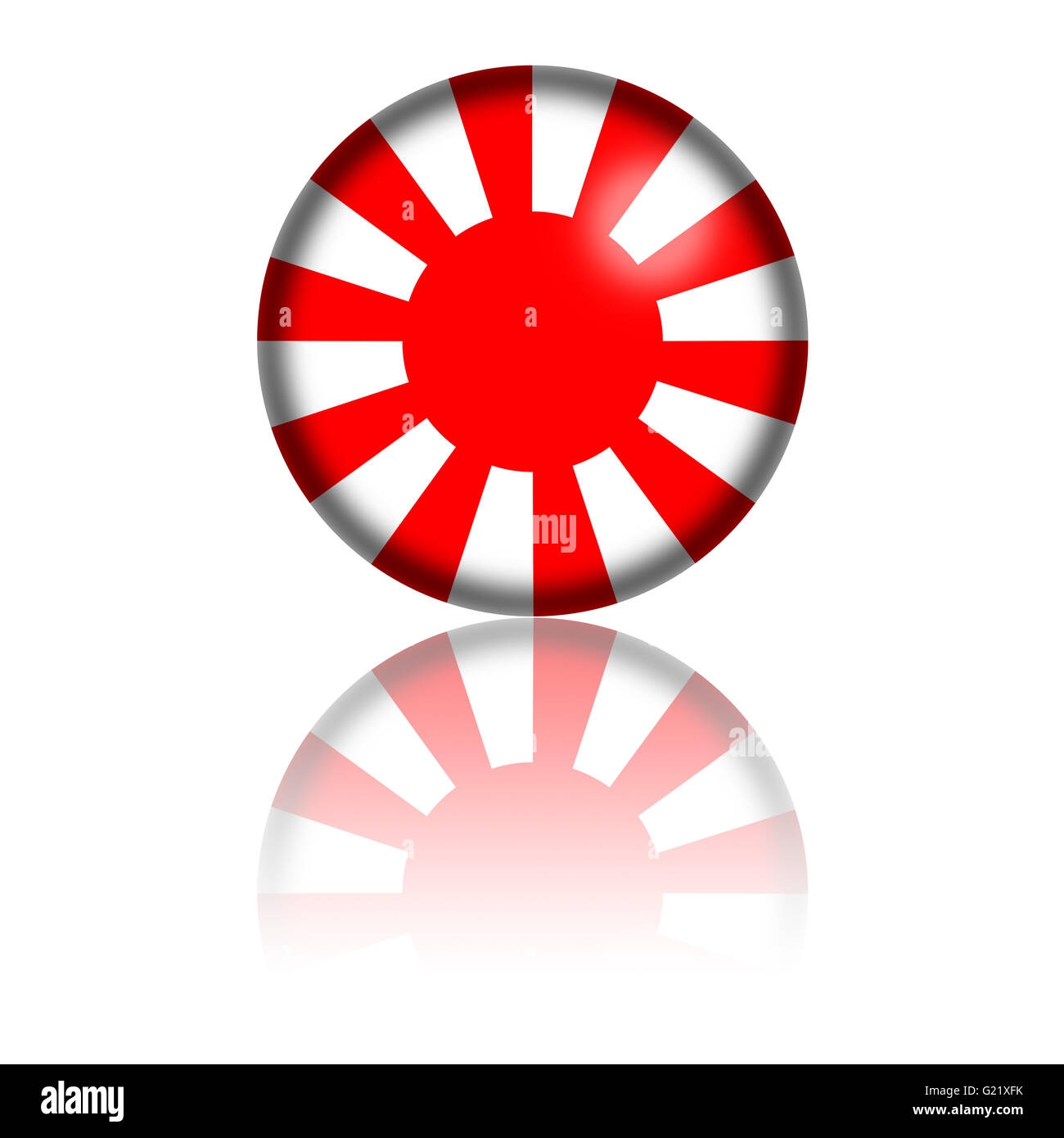 3D sphere or badge of Japan flag with reflection at bottom Stock Photo ...