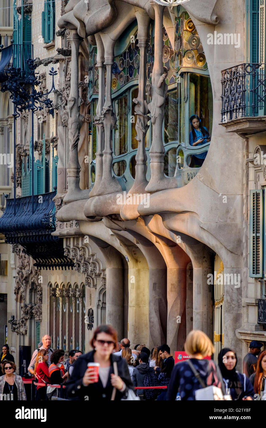 Facade of Casa Batlló, by architect Antoni Gaudi, Barcelona, Catalonia ...