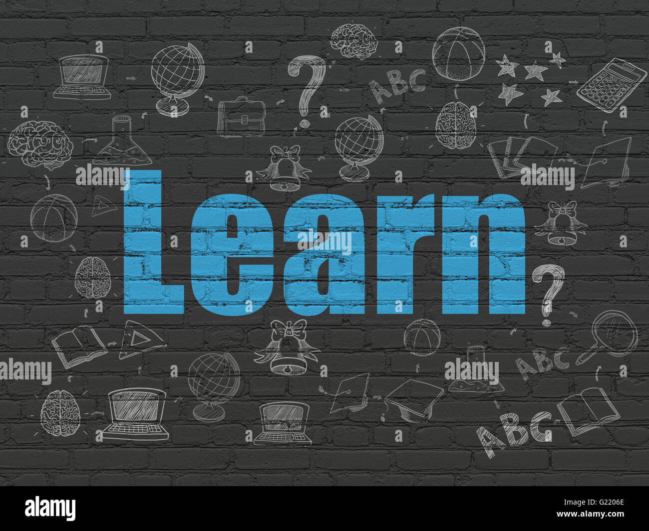 Learning concept: Learn on wall background Stock Photo - Alamy