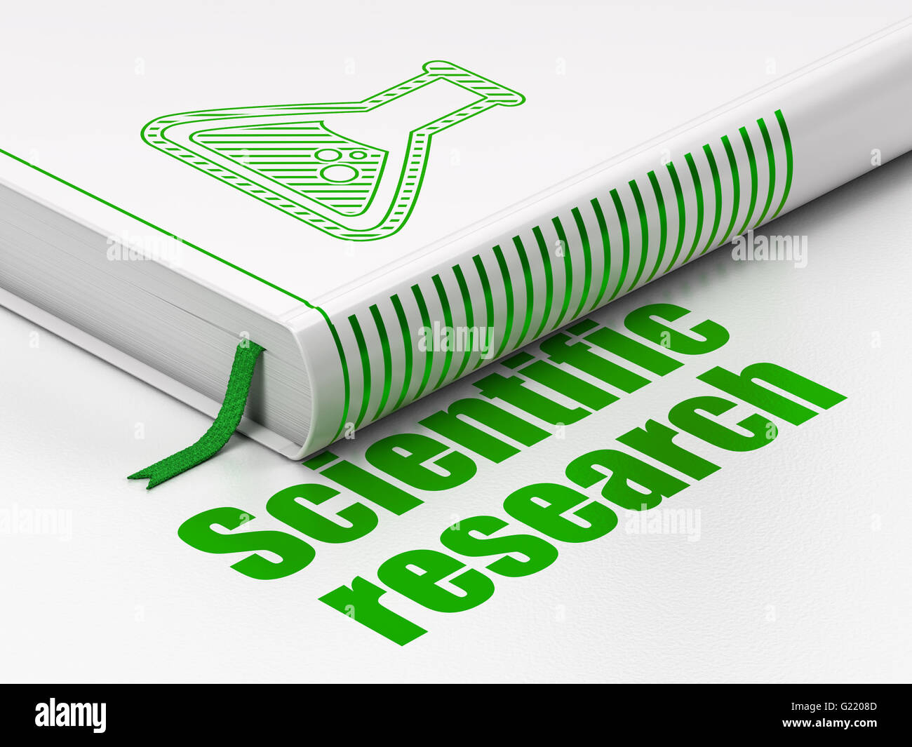 Science concept: book Flask, Scientific Research on white background ...