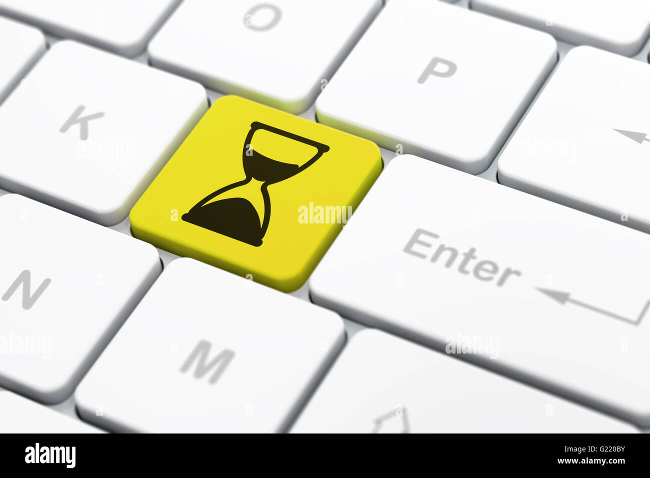 Timeline concept: Hourglass on computer keyboard background Stock Photo ...
