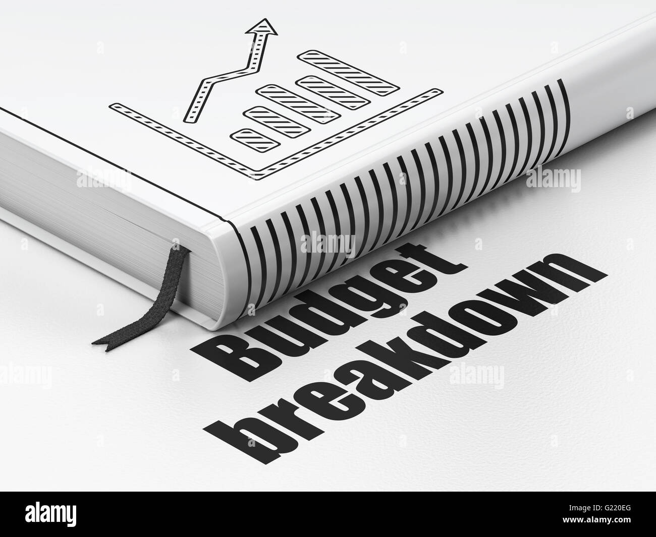 Finance concept: book Growth Graph, Budget Breakdown on white ...
