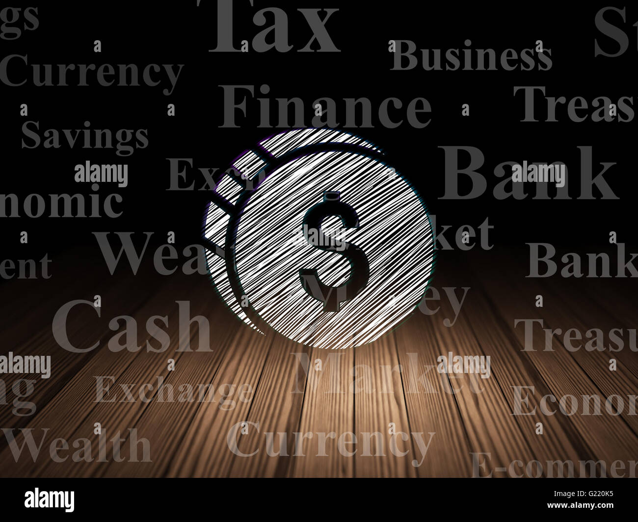 Money concept: Dollar Coin in grunge dark room Stock Photo - Alamy