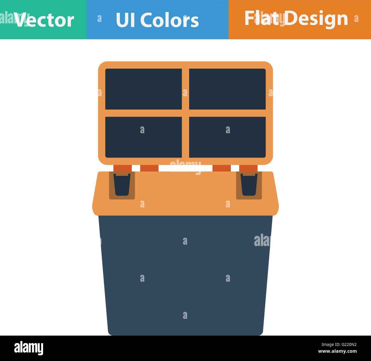 Flat design icon of Fishing opened box in ui colors. Vector ...