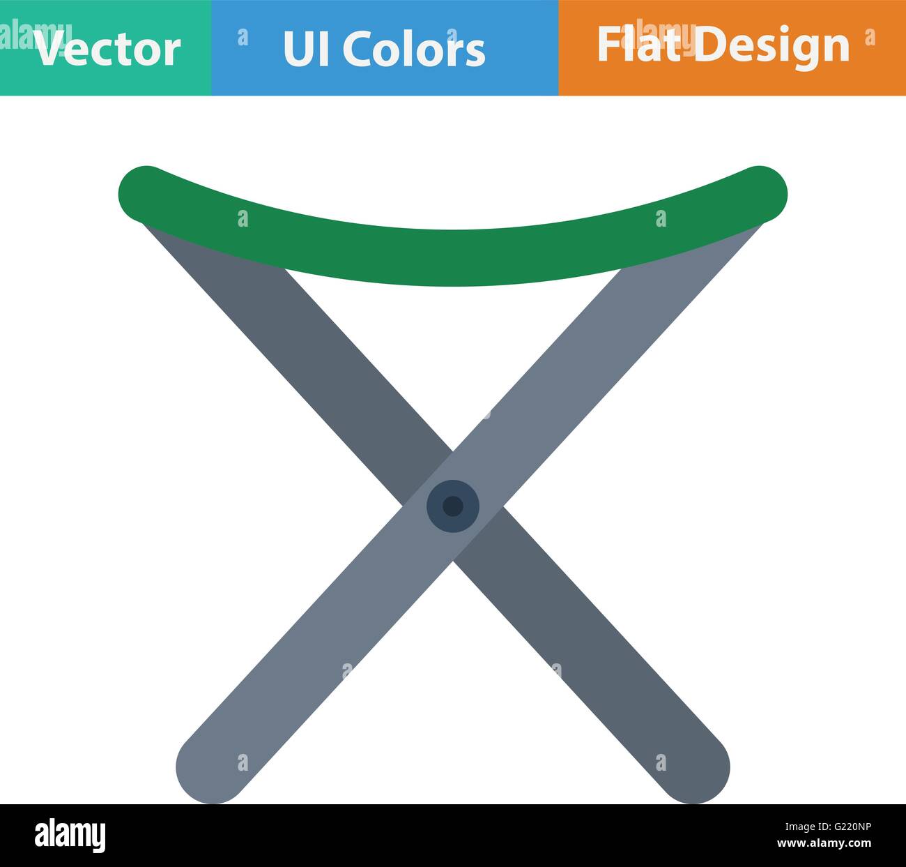 Flat design icon of Fishing folding chair in ui colors. Vector ...