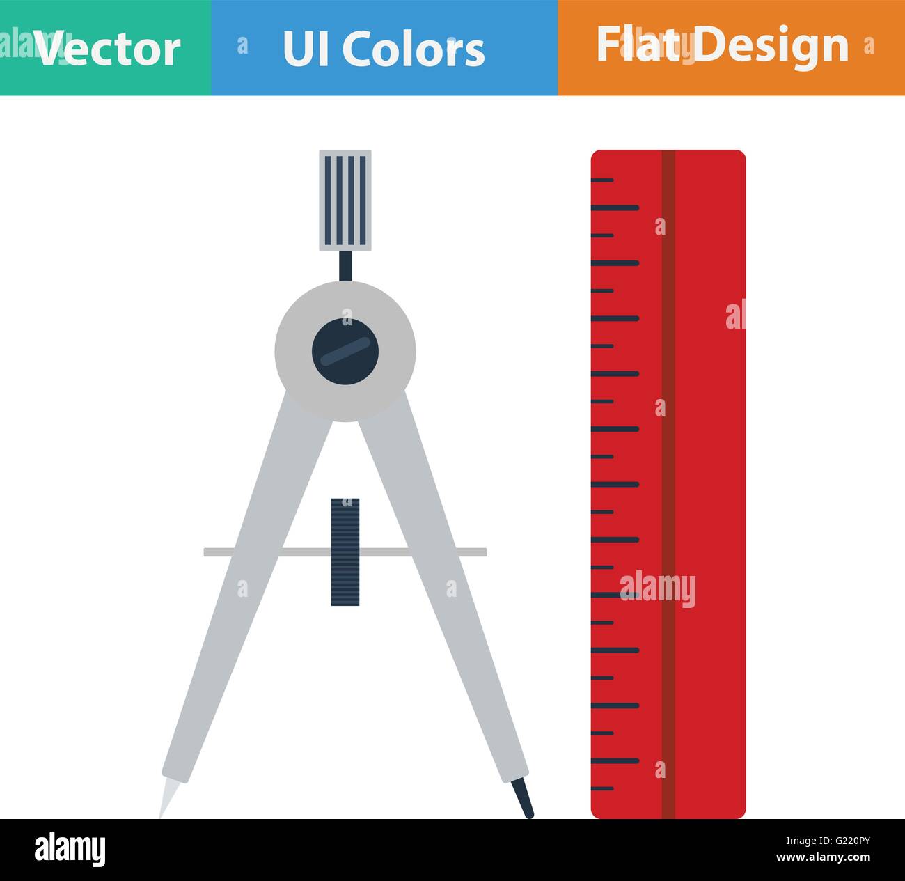 Flat design icon of Compasses and scale iin ui colors. Vector ...