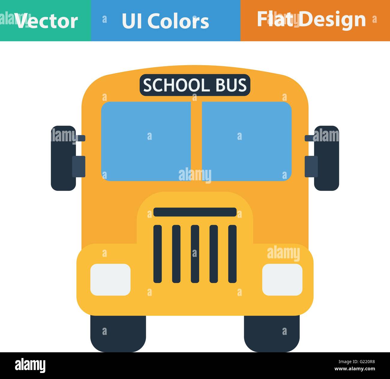 Flat design icon of School bus in ui colors. Vector illustration Stock ...