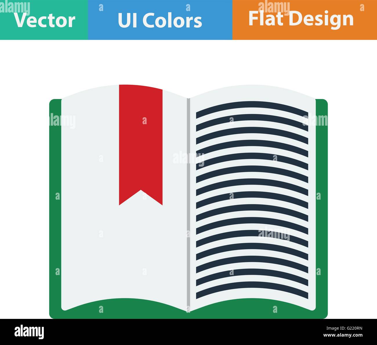 Flat design icon of Open book with bookmark in ui colors. Vector ...