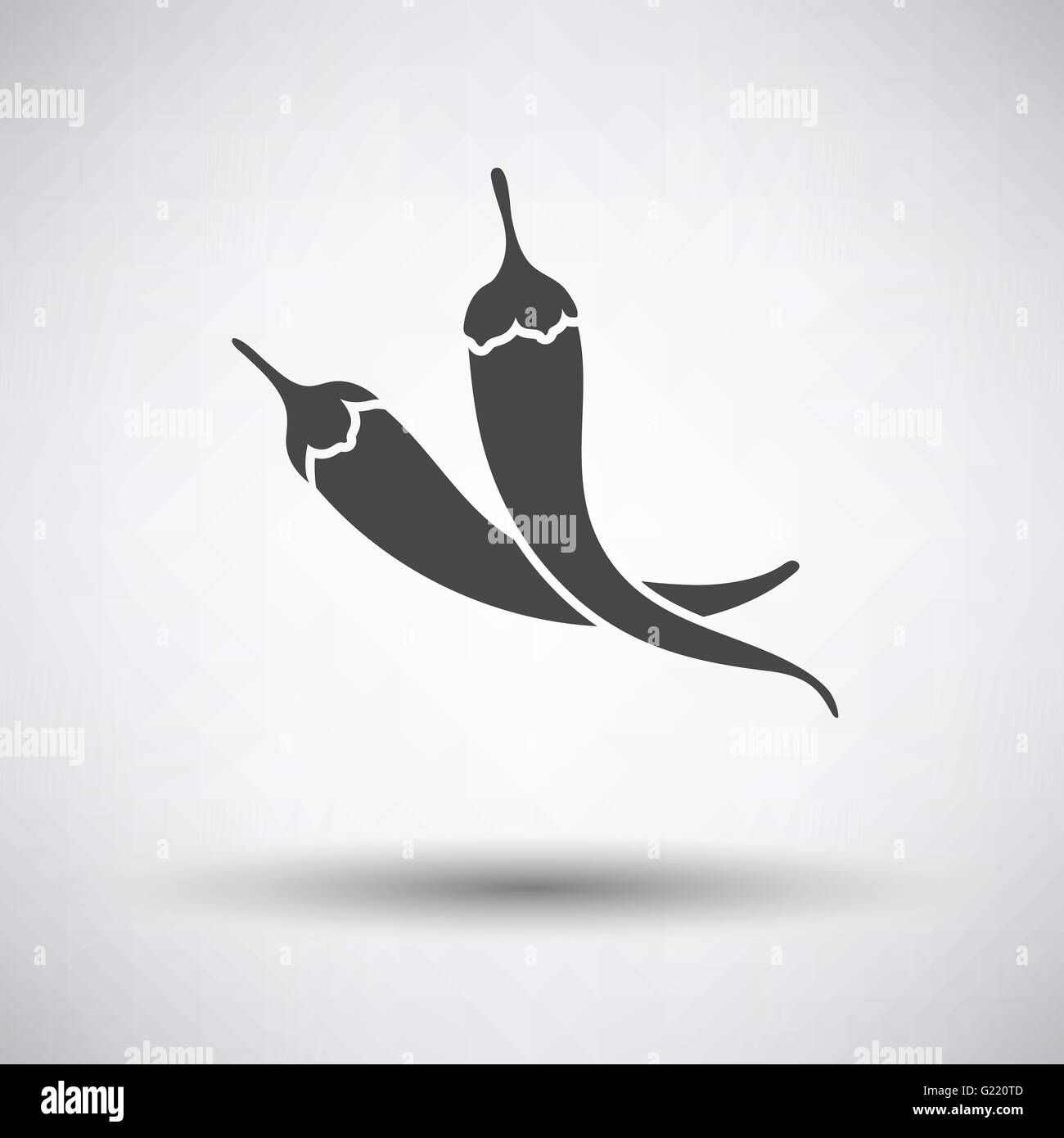 Chili pepper icon on gray background with round shadow. Vector ...