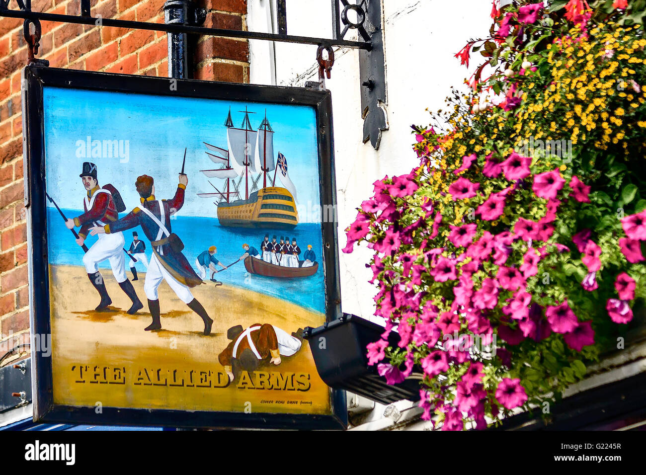 Allied Arms Sign Reading Berkshire UK Stock Photo - Alamy