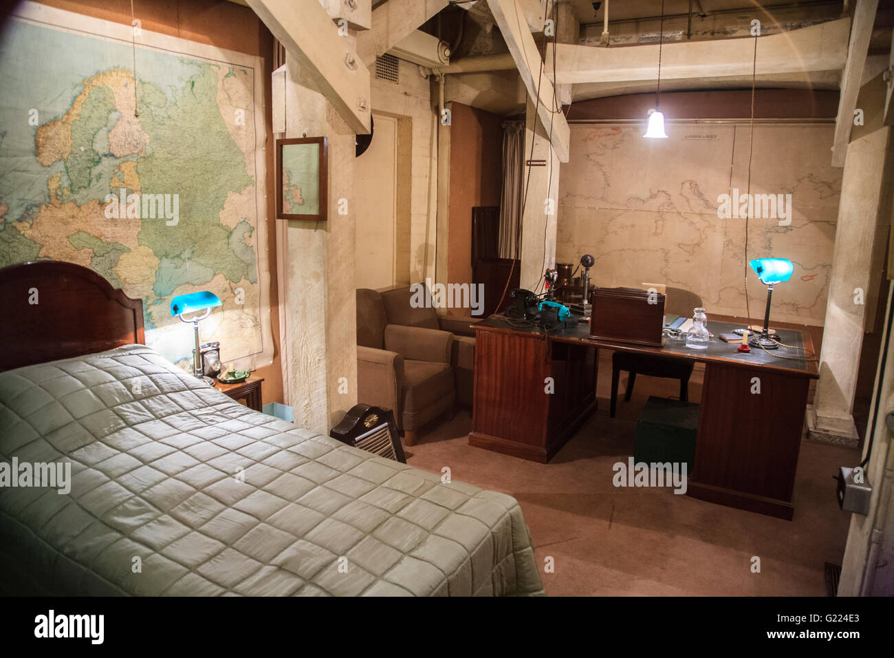 Winston Churchill's bedroom in the Cabinet War Rooms, London Stock ...
