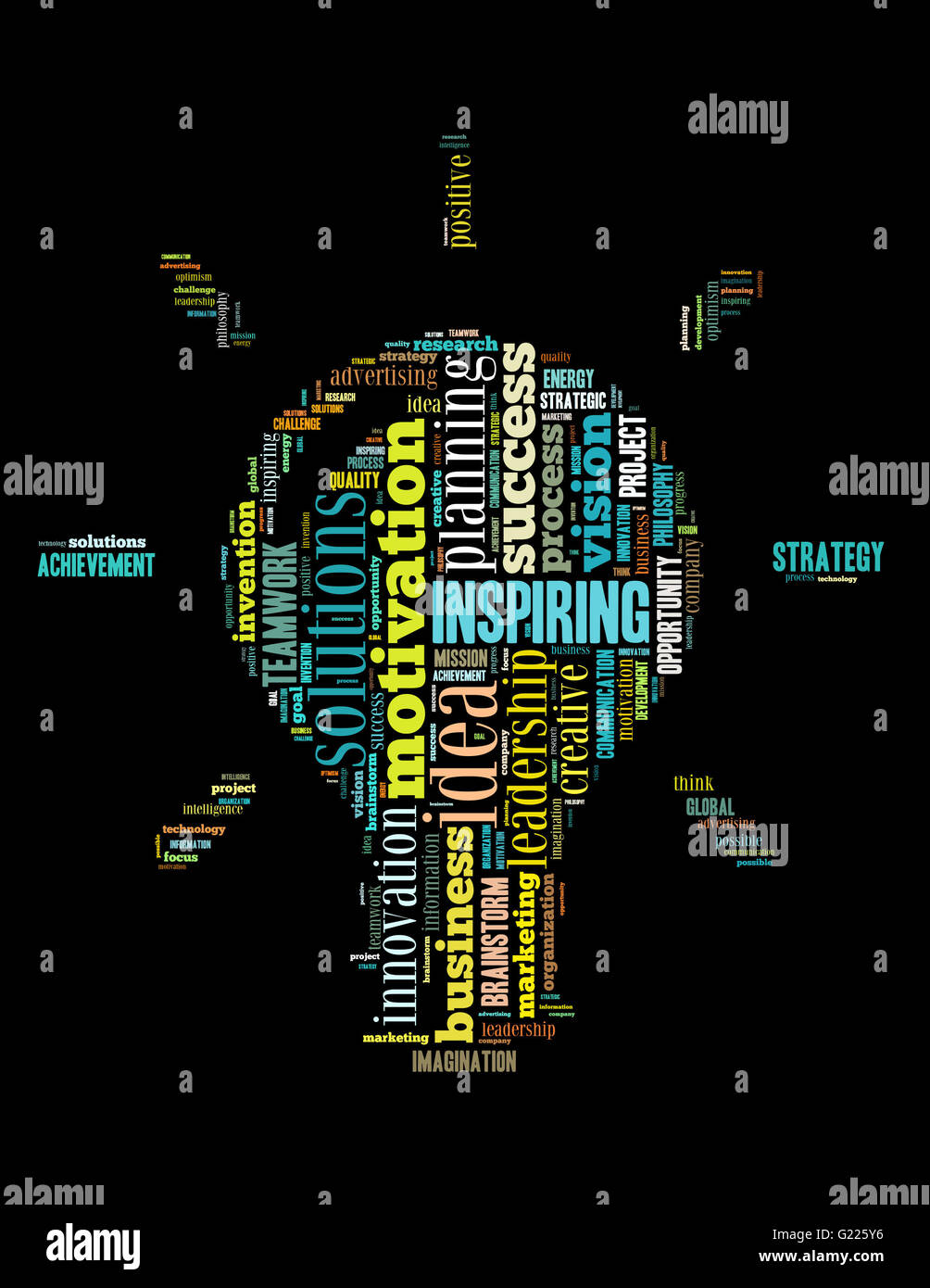 Light Bulb Idea, word cloud concept on black background Stock Photo - Alamy