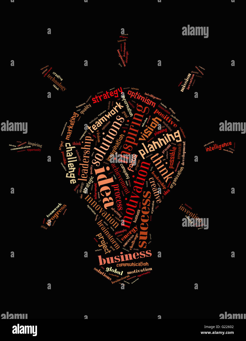 Light Bulb Idea, word cloud concept on black background Stock Photo - Alamy