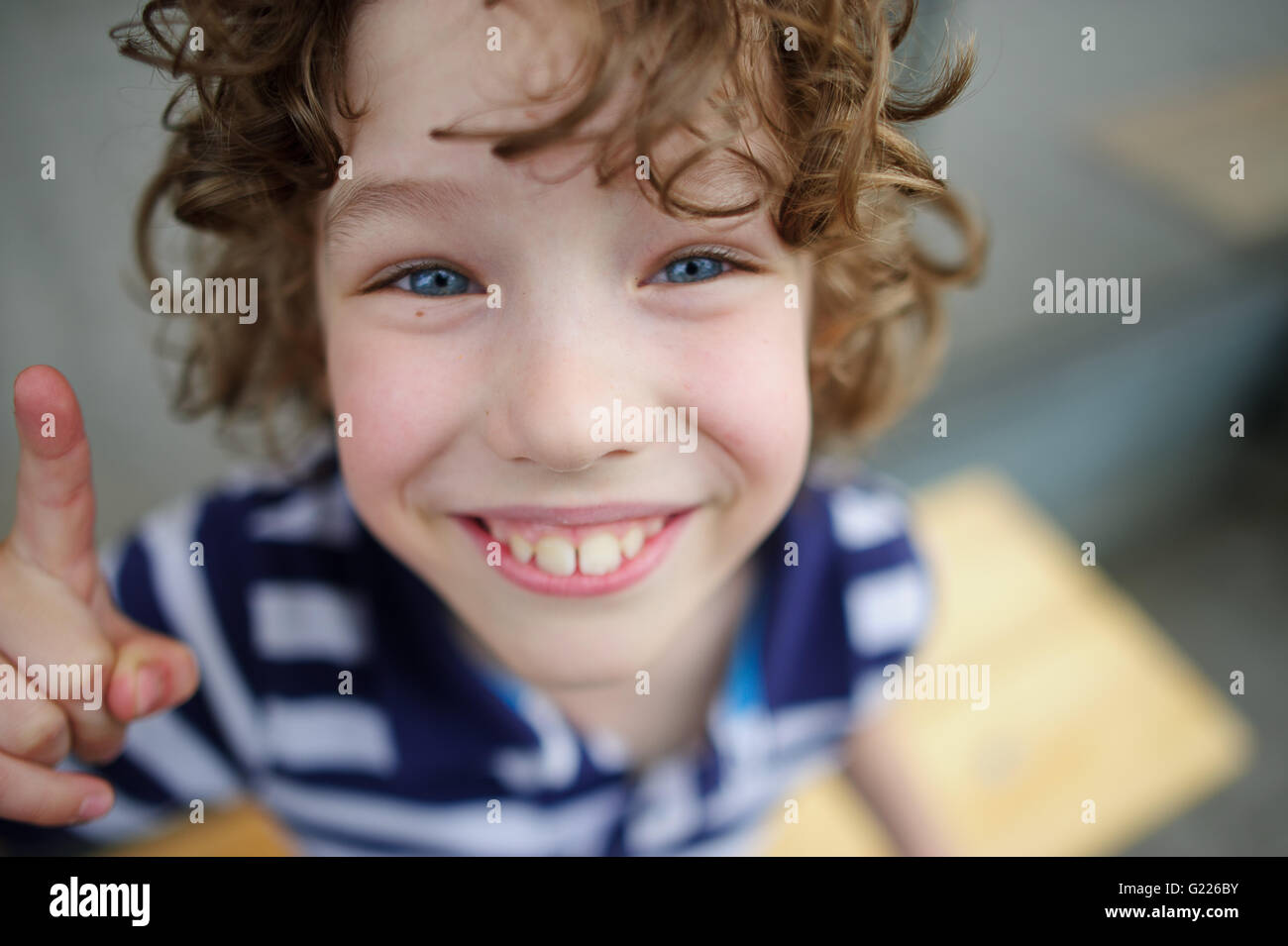 Snub-nosed boy smiling fun Stock Photo - Alamy