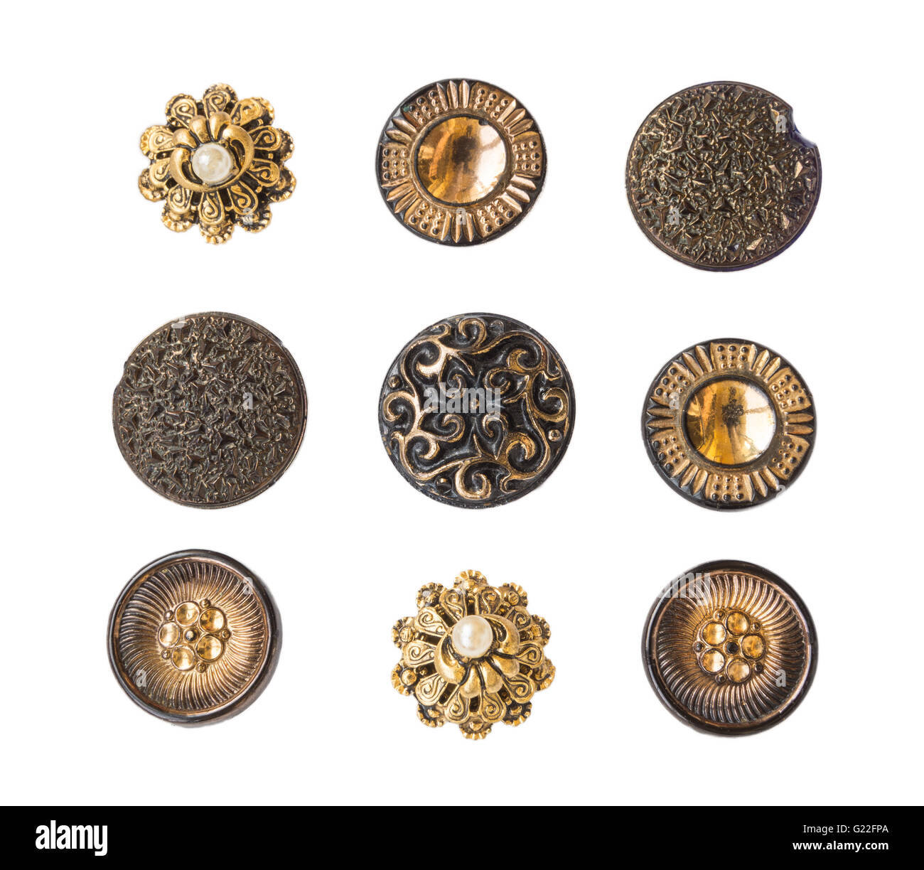 Many original buttons isolated on white background Stock Photo - Alamy