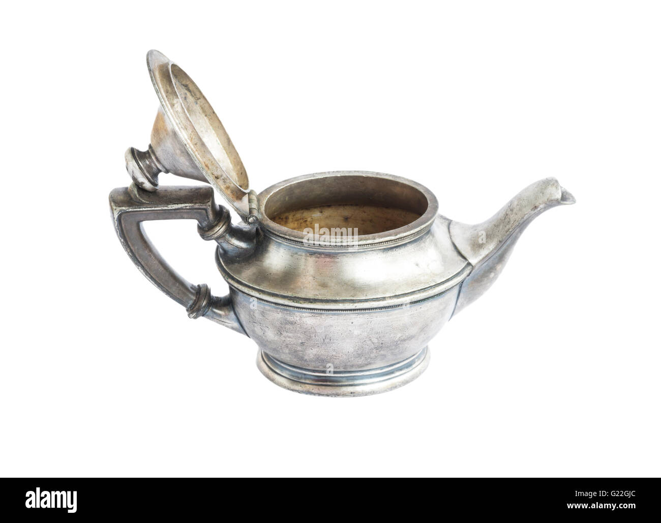 Antique silver teapot isolated on white background Stock Photo - Alamy