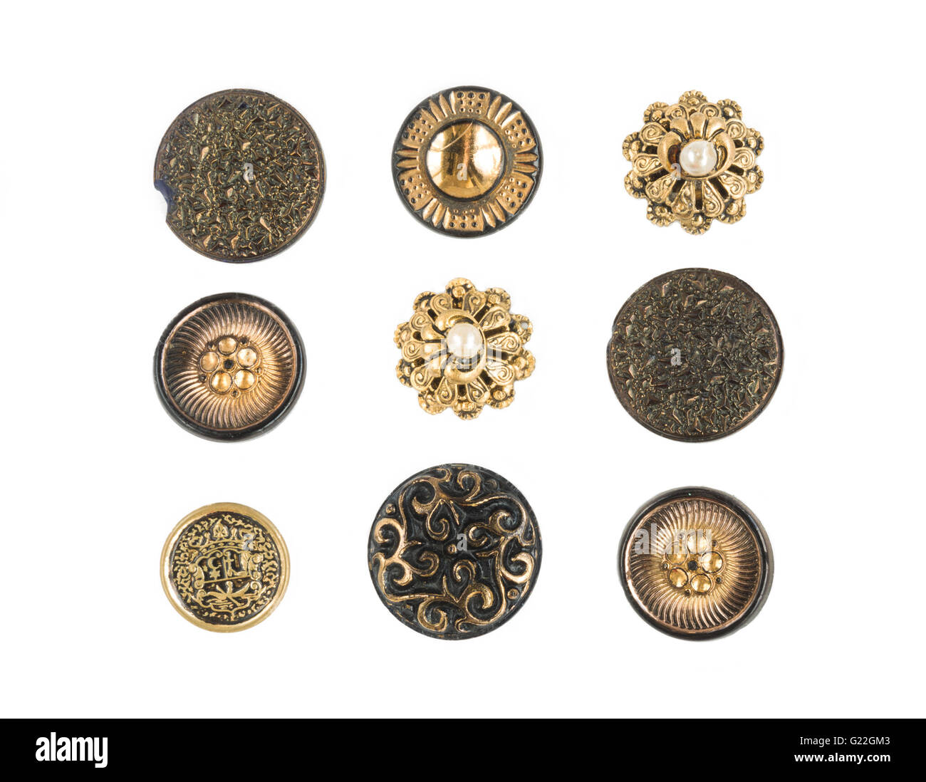 Many original buttons isolated on white background Stock Photo - Alamy