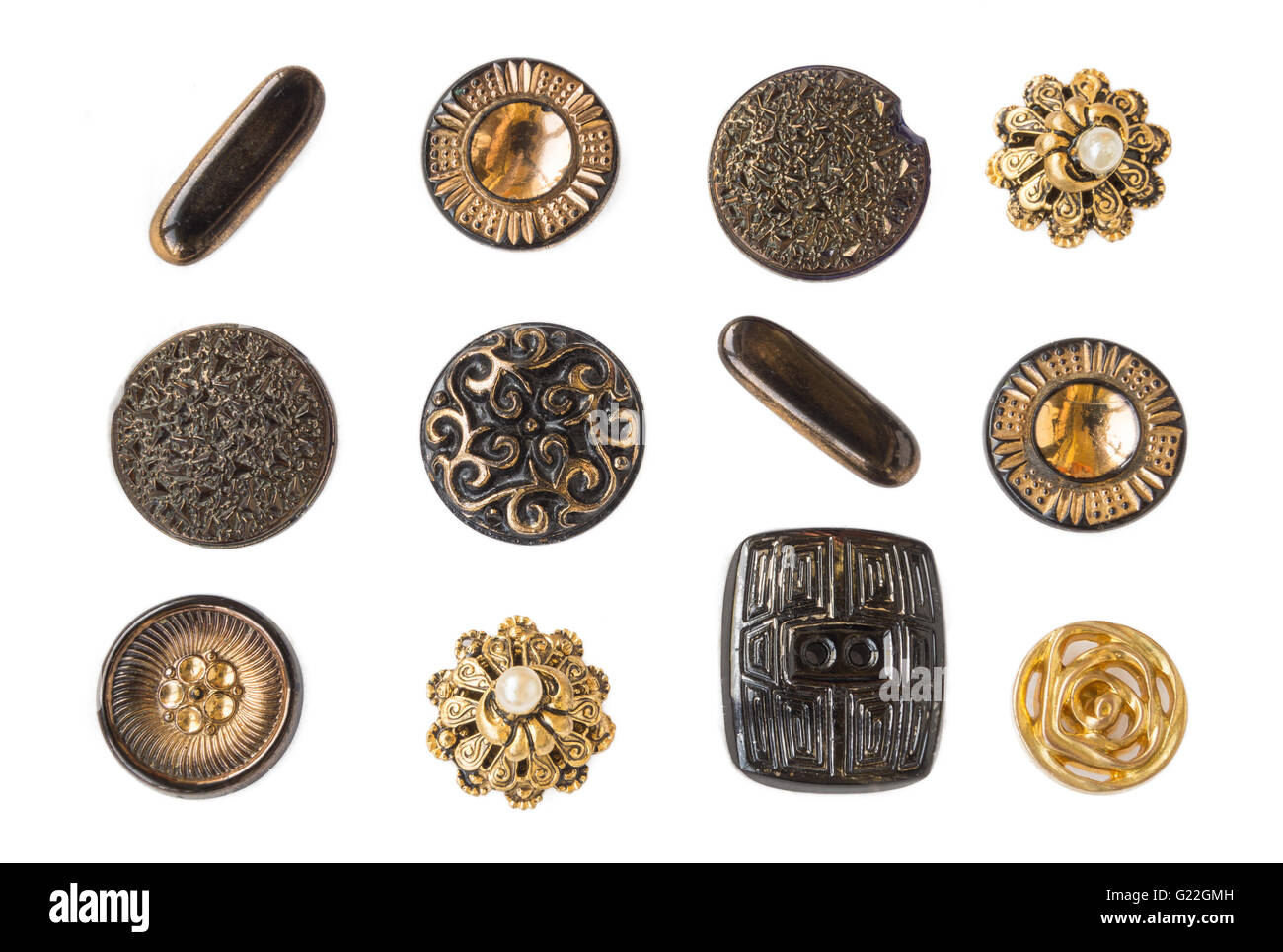 Many original buttons isolated on white background Stock Photo - Alamy