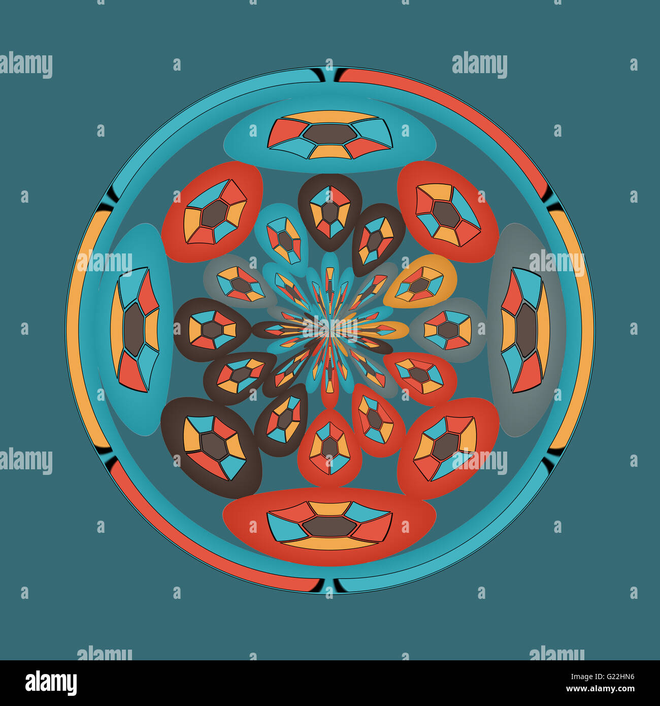 Round geometric design with colorful diamond shapes. Geometric digital ...