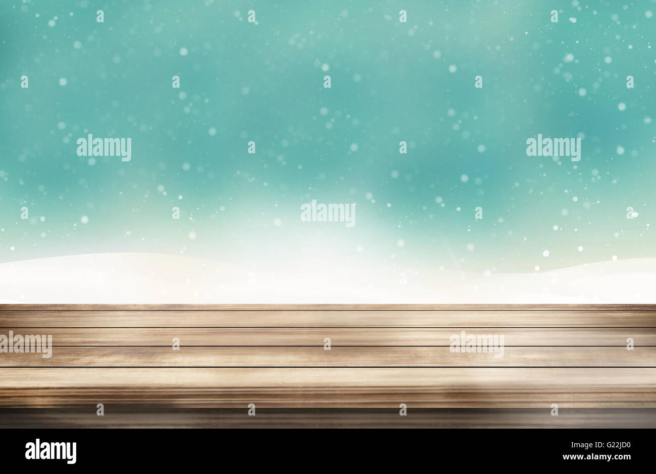wood desk winter snow sky Stock Photo - Alamy