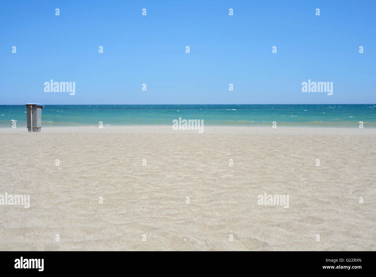 Garbage container on sandy beach Mediterranean sea Stock Photo - Alamy